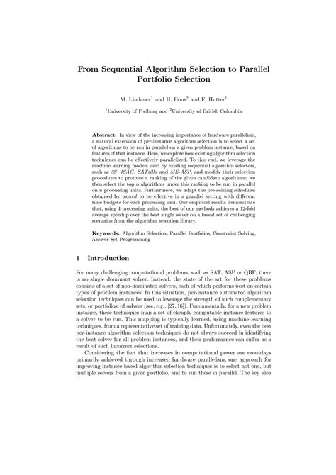 from sequential algorithm selection to parallel portfolio selection