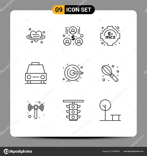 Set Commercial Outlines Pack Target Creative Learning Vehicles Traffic Editable Stock Vector By
