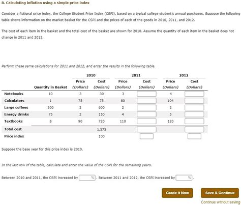 solved calculating inflation using simple price index consider