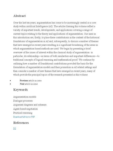Argumentation In Artificial Intelligence Pdf Argumentation Theory Artificial Intelligence