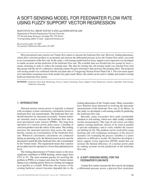 Pdf A Soft Sensing Model For Feedwater Flow Rate Using Fuzzy Support Vector Regression