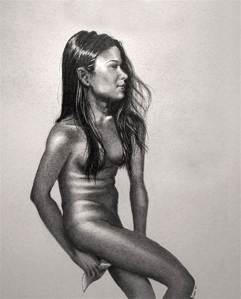 Drawing Of MTF Tucking Charcoal Drawing On Gray Paper By Transgender Artist Black And White