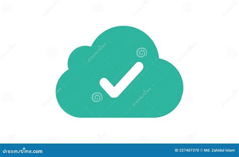 Cloud Storage Icon Access Granted Cloud Computing Check Mark Negative Space Stock Vector
