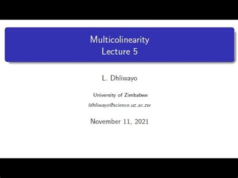 Econometrics Lecture Multicollinearity YouTube