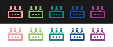 흑백 배경에 고립 된 맥주 병 아이콘 팩을 설정합니다 나무 상자와 맥주 병 케이스 상자 맥주 상자 기호 벡터 0명에 대한 스톡 벡터 아트 및 기타 이미지 Istock