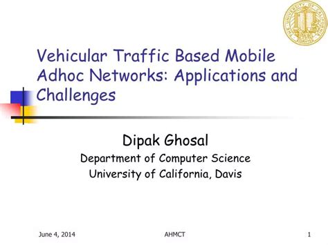 Ppt Vehicular Traffic Based Mobile Adhoc Networks Applications And