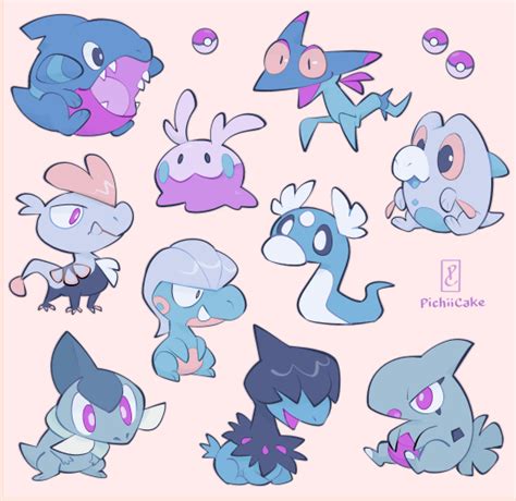 Pichiicake Axew Bagon Deino Pokemon Dratini Dreepy Frigibax Gible Goomy Jangmo O