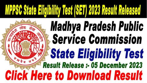 Mppsc Set 2023 Result Released I Click Here To Download State Eligibility Test Result Sarkari