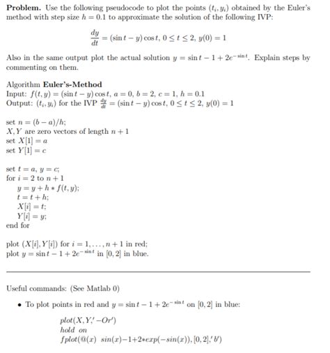 Solved Problem Use The Following Pseudocode To Plot The