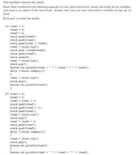 Solved This Question Concerns The Stacks Show What Is