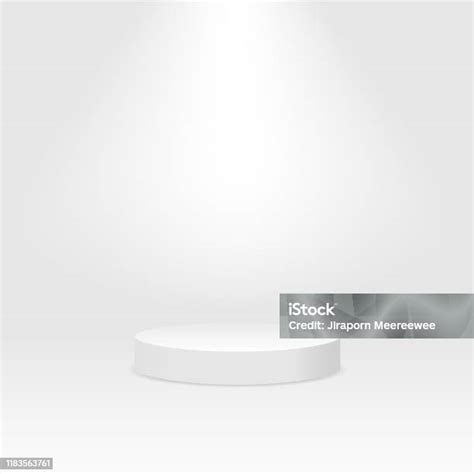 흰색 원통 템플릿입니다 3d 베이스 스탠드 연단 또는 스튜디오 받침대 라운드 플랫폼 쇼룸 일러스트 기하 도형에 대한 스톡 벡터 아트 및 기타 이미지 Istock