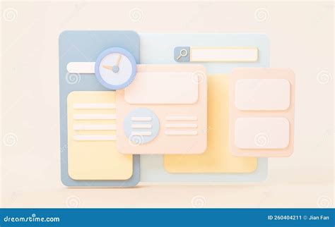 website interface on the screen with cartoon style 3d rendering stock