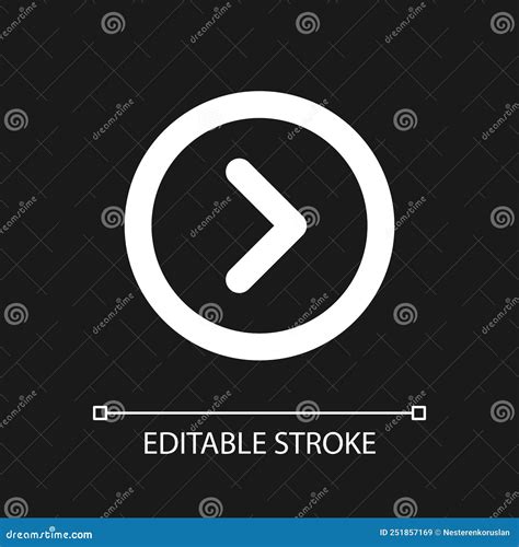 Arrow Right Button Pixel Perfect White Linear Ui Icon For Dark Theme Stock Vector Illustration