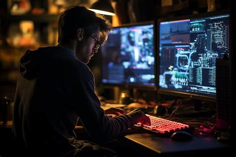 Premium Ai Image Programmer Examining Complex Algorithms The Vibrant