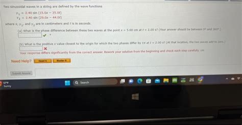 solved two sinusoidal waves in a string are defined by the