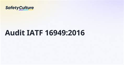 Audit Iatf 16949 2016 Free Template