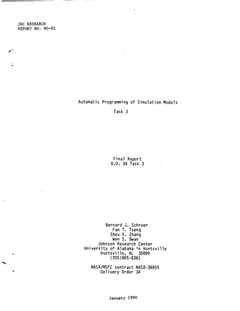 PDF Automatic Programming Of Simulation Models Task