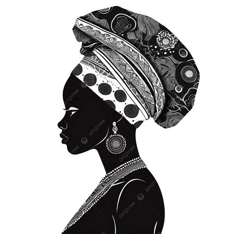 터번을 쓴 아름다운 아프리카계 미국인 여성의 흑백 초상화 아프리카 여성 패션 아프리카 여성 초상화 Png 일러스트 및 이미지 에 대한 무료 다운로드 Pngtree