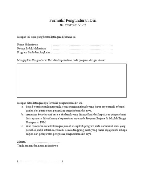 Resignation Form Pdf