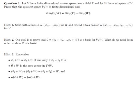 solved question 1 let v be a finite dimensional vector