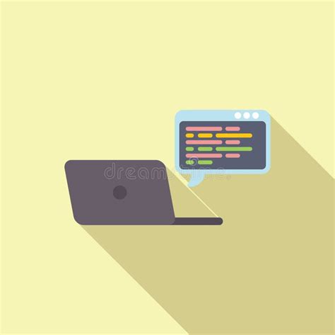 Flat Design Illustration Of Laptop With Coding Interface Stock Vector