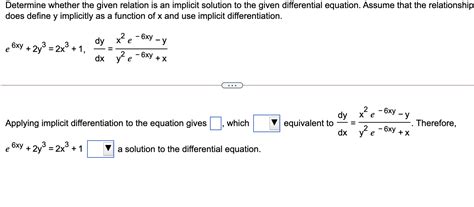 Solved Determine Whether The Given Relation Is An Implicit