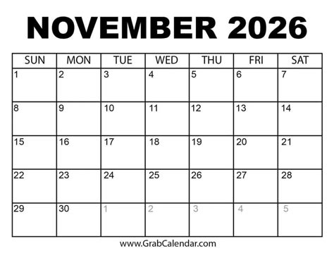 November 2026 Calendar Calendar And Festivals 2026