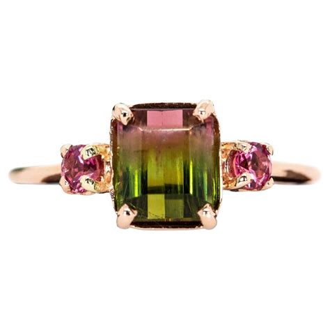14k Rose Gold 179 Carat Bi Color Watermelon Tourmaline Ring Size 65