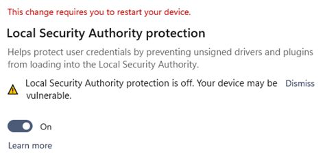 Local Security Authority Protection Requires A Restart To Enable R