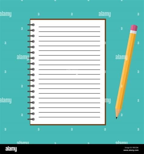 Notebook With Yellow Pencil Vector Illustration Blank Spiral Notepad