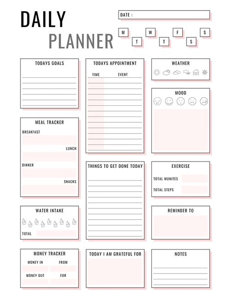 Printable Digital Daily Planner Template Etsy Páginas Planificador
