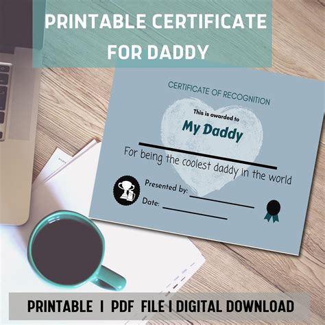 Printable Certificate For Daddy Printable Certificate For Dad