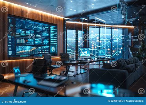 A Modern Tech Focused Office Space Where A Marketer Analyzes Data On