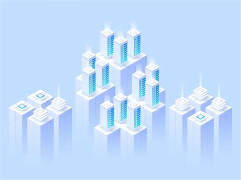 빅 데이터 센터 및 클라우드 스토리지 기술 프리미엄 벡터