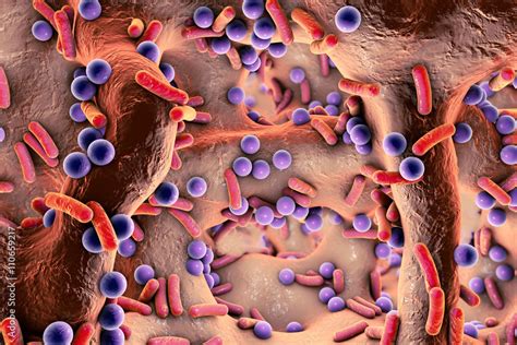 Spherical Bacteria Inside Bone Tissue Model Of Staphylococcus And Streptococcus Model Of