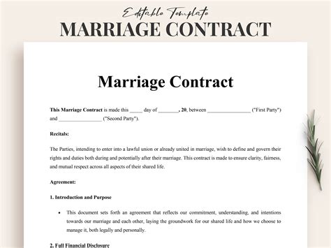 Marriage Contract Template Best Templates Resources