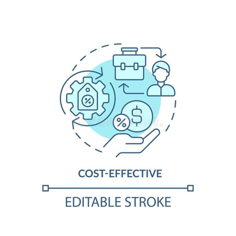2d Blue Thin Linear Icon Cost Effective Concept Stock Vector