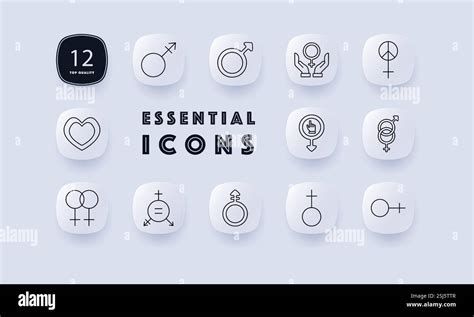 Gender Equality Set Icon Male And Female Symbols Gender Identity