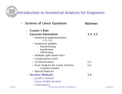 Lect 6 Numerical Analysis Introduction To Numerical Analysis For