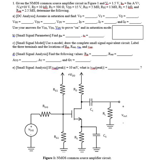solved given the nmos common source amplifier circuit in
