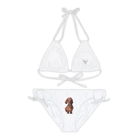 Wiener Life Dachshund Strappy Bikini Set White Etsy