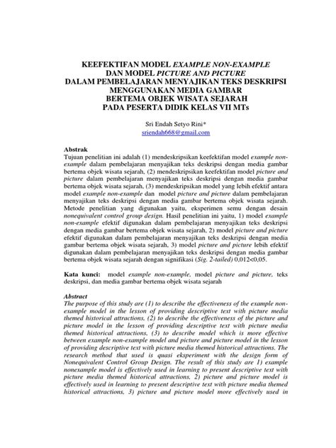 Efektivitas Model Pembelajaran Teks Deskripsi Pdf