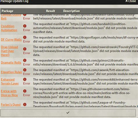 V10 286 When Updating Modules Every Single One Has An Error Retrieving