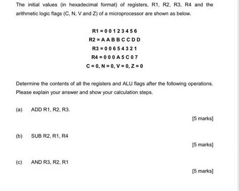 Solved The Initial Values In Hexadecimal Format Solutioninn