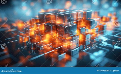 Glowing Cubes On A Sleek Grid A Cutting Edge Background Design Stock