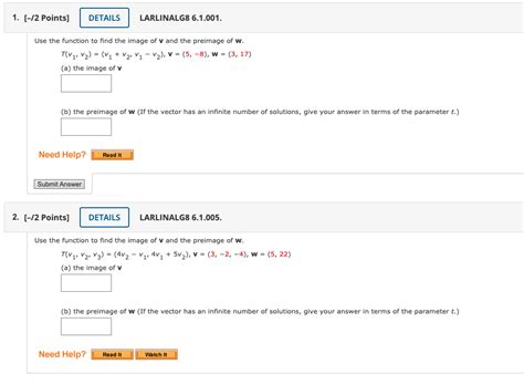Solved Use The Function To Find The Image Of V And The Chegg
