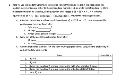 Here We Use The Random Walk Model To Describe Randall Chegg