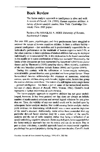 Pdf The Factor Analytic Approach To Intelligence Is Alive And Well A