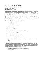 Homework Assignment 4 CHE358 534 By Emma Lian Course Hero