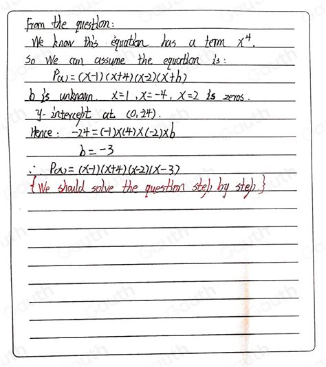 Solved Write A Polynomial Equation P X In Factored Form Given The Following Requirements